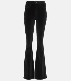 FRAME Le High Flare Velveteen Pants - Black