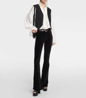 FRAME Le High Flare Velveteen Pants - Black