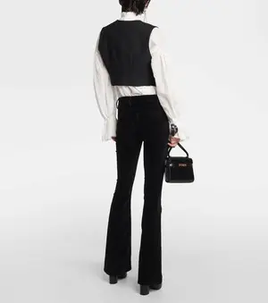 FRAME Le High Flare Velveteen Pants - Black