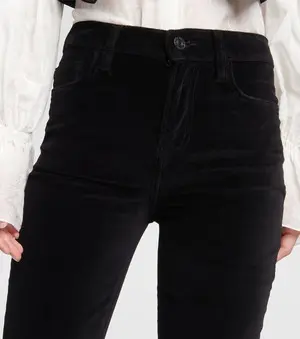 FRAME Le High Flare Velveteen Pants - Black