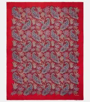 Etro Paisley And Checked Wool Throw - Red