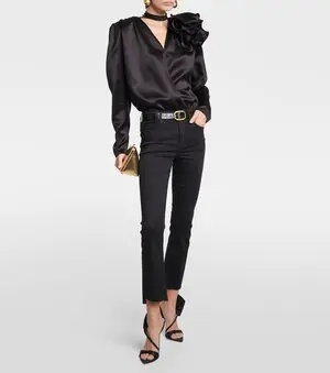 FRAME Le High Straight Cropped Jeans - Black