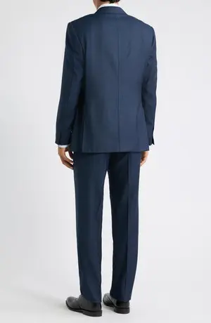 Canali Siena Regular Fit Denim Effect Wool Suit - Navy