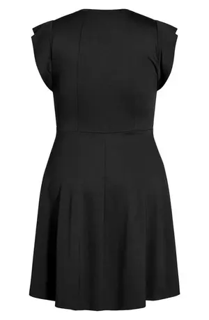 City Chic Frill Sleeve Dress - Black