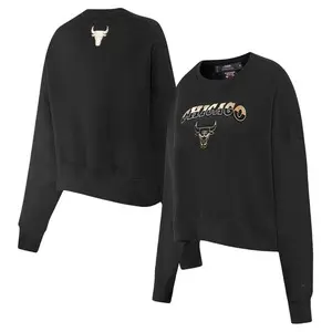 PRO STANDARD Chicago Bulls Glam Cropped Pullover Sweatshirt - Black