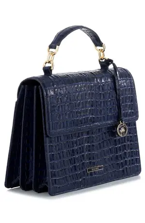 Brahmin Hallie Croc Embossed Leather Top Handle Bag