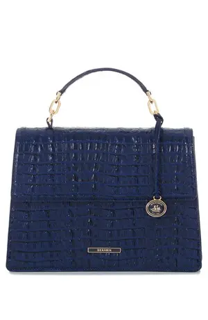 Brahmin Hallie Croc Embossed Leather Top Handle Bag