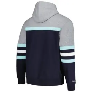Mitchell & Ness Deep Sea Blue/gray Seattle Kraken Head Coach Pullover Hoodie