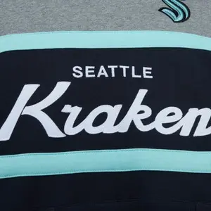 Mitchell & Ness Deep Sea Blue/gray Seattle Kraken Head Coach Pullover Hoodie