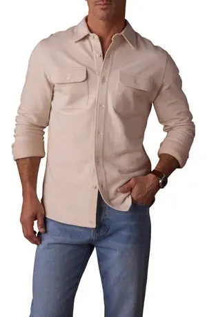 THE NORMAL BRAND Textured Knit Long Sleeve Button-up Shirt - Birch