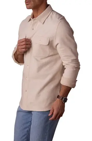 THE NORMAL BRAND Textured Knit Long Sleeve Button-up Shirt - Birch