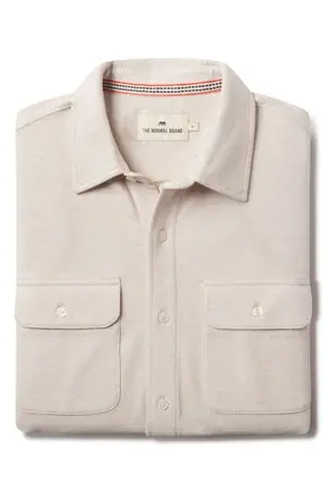 THE NORMAL BRAND Textured Knit Long Sleeve Button-up Shirt - Birch