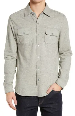 THE NORMAL BRAND Textured Knit Long Sleeve Button-up Shirt - Graphite