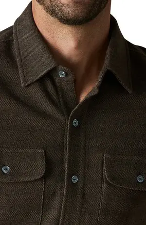 THE NORMAL BRAND Textured Knit Long Sleeve Button-up Shirt - Java