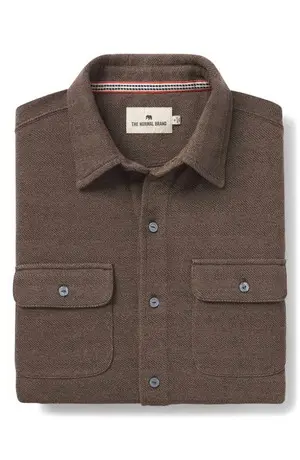 THE NORMAL BRAND Textured Knit Long Sleeve Button-up Shirt - Java