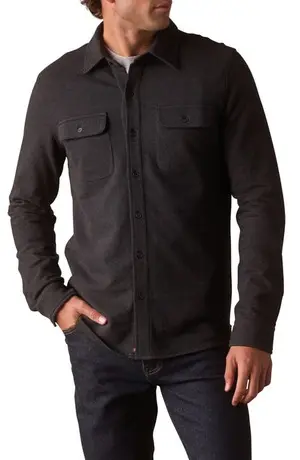 THE NORMAL BRAND Textured Knit Long Sleeve Button-up Shirt - Phantom
