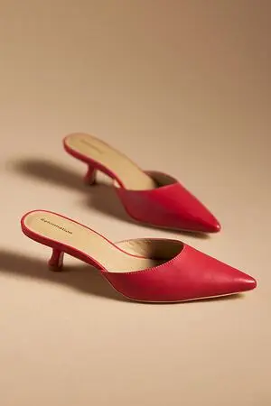 REFORMATION Wilda Kitten-heel Mules - Red