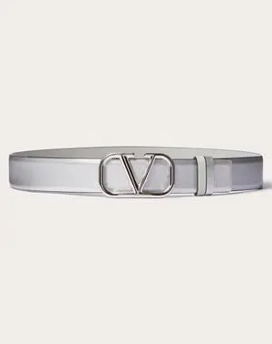 Valentino Garavani Valentino Garavani VLogo Signature Reversible Belt Silver/grey