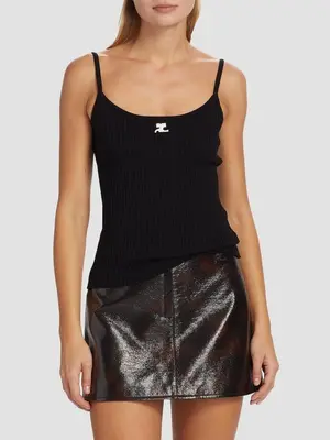 COURREGES Re-edition Rib-knit Tank - Black
