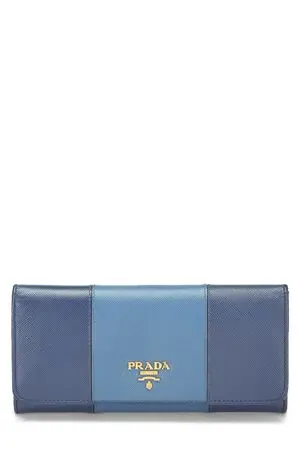 Prada Saffiano Continental Wallet - Blue