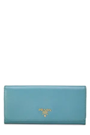 Prada Blue Saffiano Continental Wallet Blue