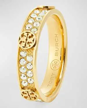 Tory Burch Icon Pavé Ring - Tory Gold Crysta