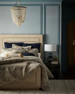 AUSTIN HORN COLLECTION Mesa Velvet Tailored Bed Skirt - Tan