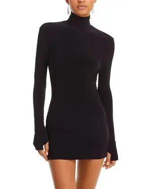 Norma Kamali Pickleball Ruched Mini Dress - Black