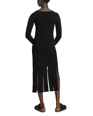 St. John Studded Cutout Knit Midi Dress