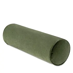 SURYA Cotton Velvet Bolster Pillow Green