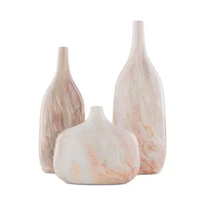 SURYA Marble Vase, Set Of 3 - White