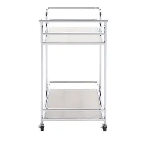 SAFAVIEH Lameris 2 Tier Chrome Bar Cart With Handles
