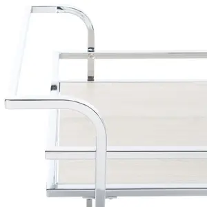 SAFAVIEH Lameris 2 Tier Chrome Bar Cart With Handles