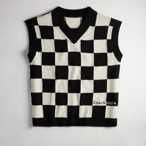 COACHTOPIA Checkerboard Pattern Sweater Vest - Black/cloud