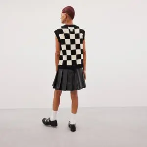 COACHTOPIA Checkerboard Pattern Sweater Vest - Black/cloud