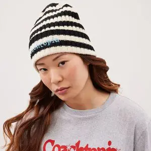COACHTOPIA Beanie With Stripe Pattern - Black/cloud