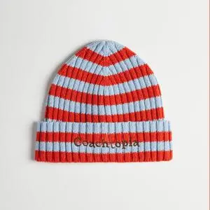 COACHTOPIA Coachtopia Beanie With Stripe Pattern Deep Orange/twilight