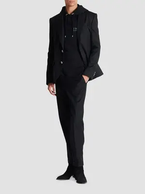 Balmain Logo Cotton Hoodie - Black