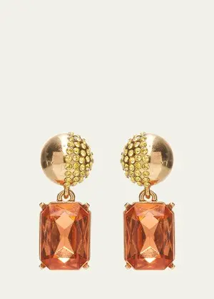 Oscar De La Renta Half Pave Crystal Drop Earrings