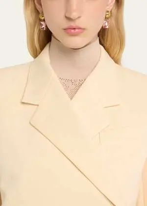 Oscar De La Renta Half Pave Crystal Drop Earrings