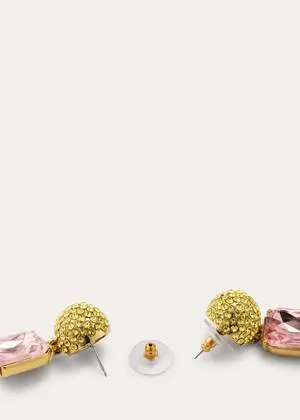 Oscar De La Renta Half Pave Crystal Drop Earrings