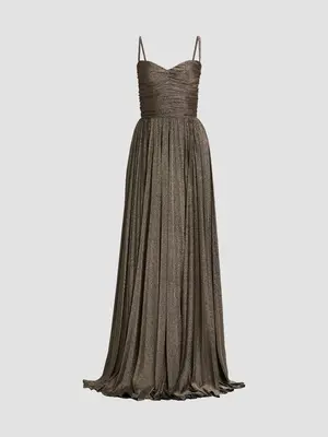 Dolce & Gabbana Metallic Ruched Pleated Gown