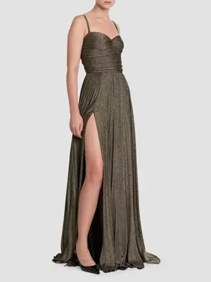Dolce & Gabbana Metallic Ruched Pleated Gown