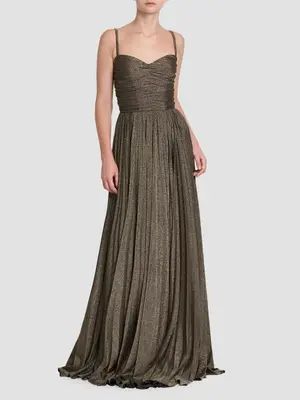 Dolce & Gabbana Metallic Ruched Pleated Gown