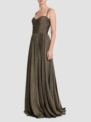 Dolce & Gabbana Metallic Ruched Pleated Gown