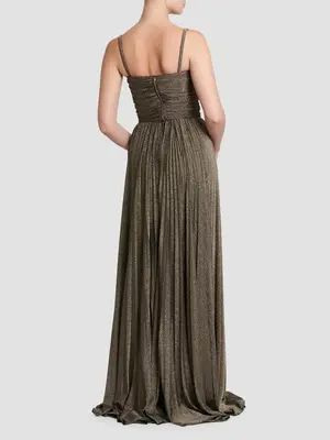 Dolce & Gabbana Metallic Ruched Pleated Gown