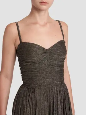 Dolce & Gabbana Metallic Ruched Pleated Gown