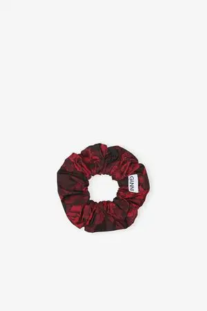 GANNI Red Botanical Jacquard Scrunchie