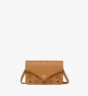 Mcm Diamond Visetos Shoulder Bag - Cognac