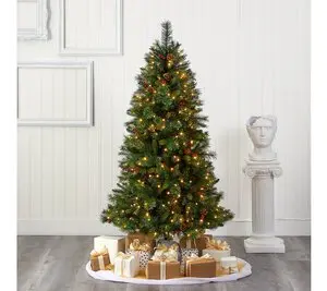 NEARLY NATURAL 6' Spruce Faux Christmas Tree W/ Lights - One-color